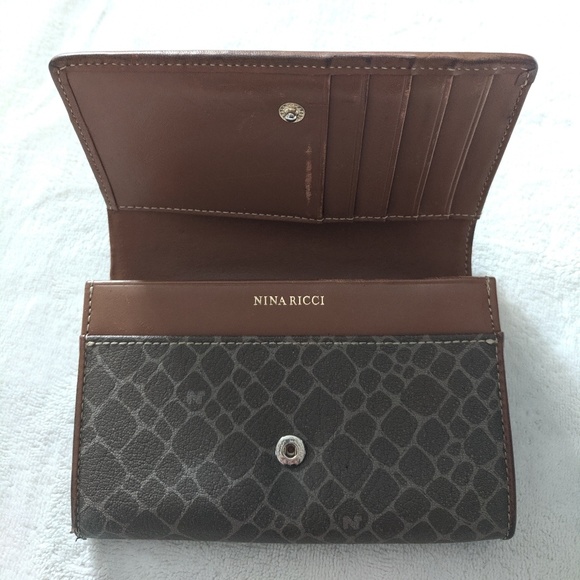 Nina Ricci | Bags | Vintage Nina Ricci Brown Leather Wallet Guc | Poshmark